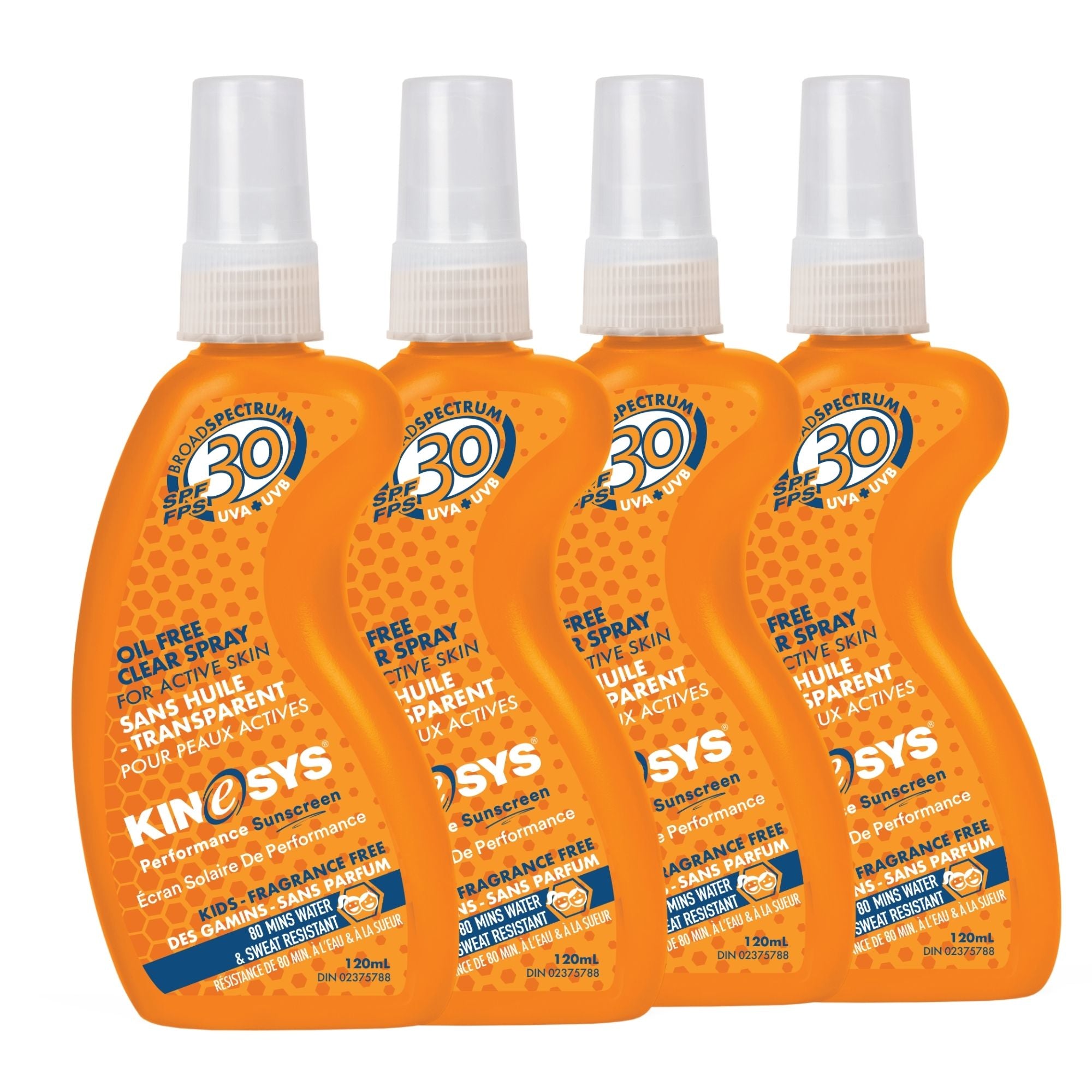 SPF 30 KIDS Fragrance Free KINeSYS Spray Sunscreen 120ml - 4 Pack Valu ...